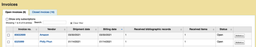 ByWater Solutions | Invoice Table Improvements: Open/closed tabs and…