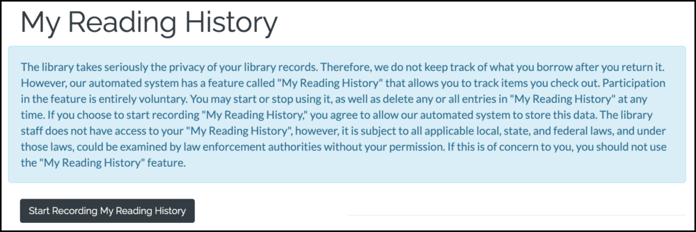 ByWater Solutions | Reading History & Privacy in Aspen Discovery and…