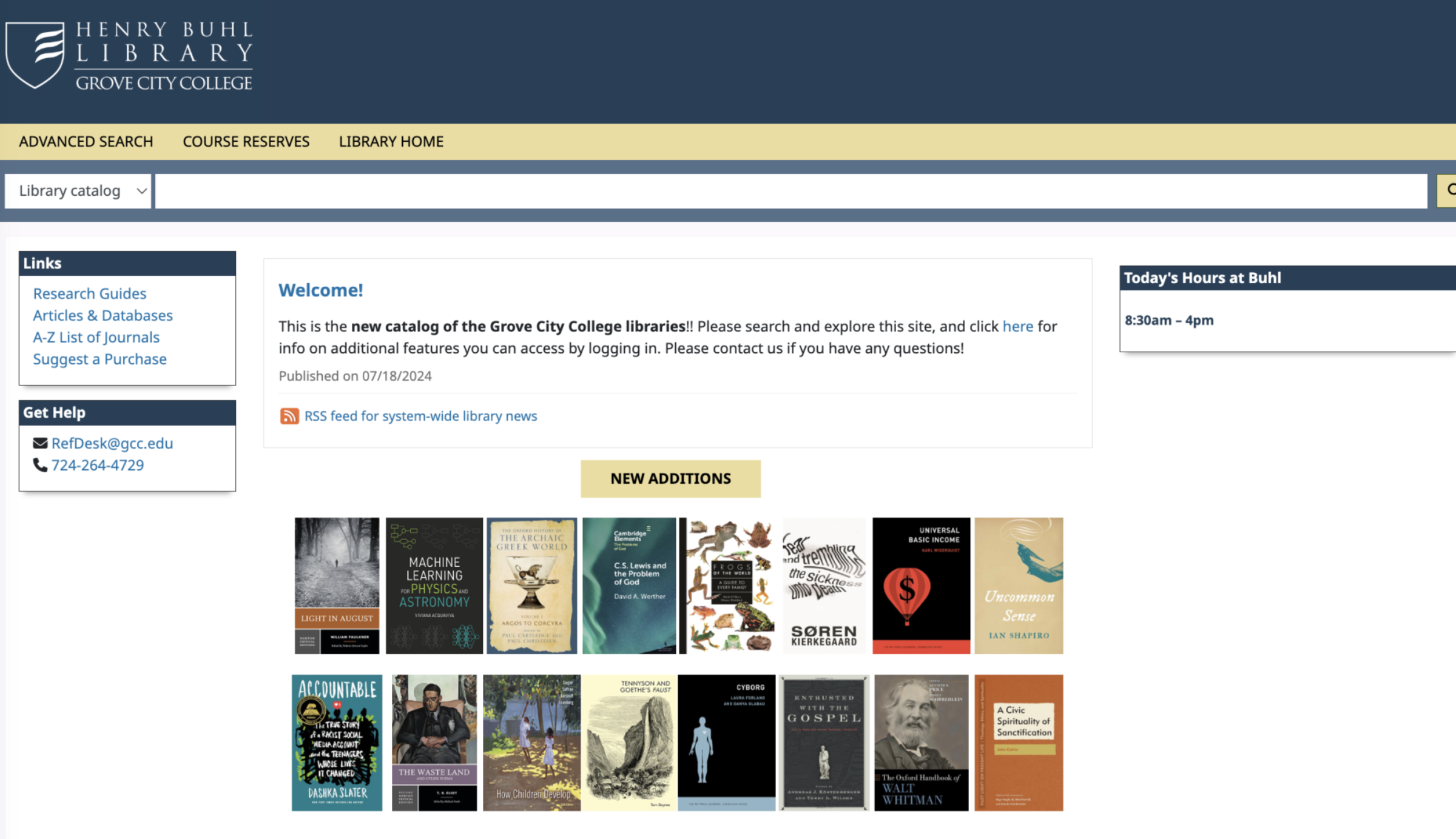 ByWater Solutions | Grove City College Henry Buhl Library is Live on…